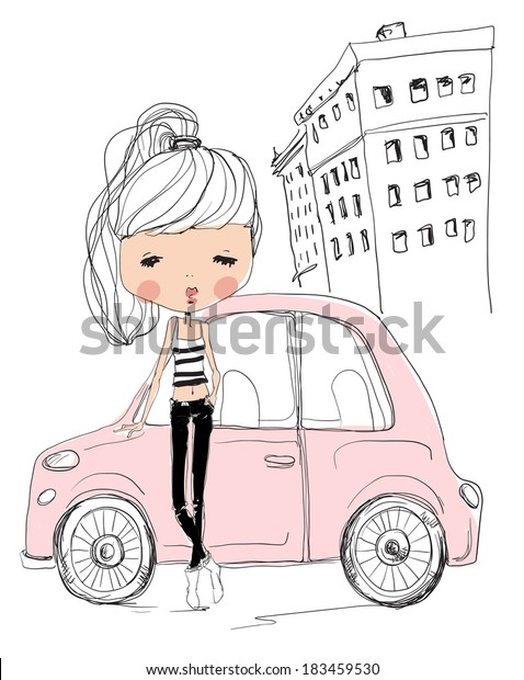 Girl Car Stock Vector (Royalty Free) 183459530 | Shutterstock