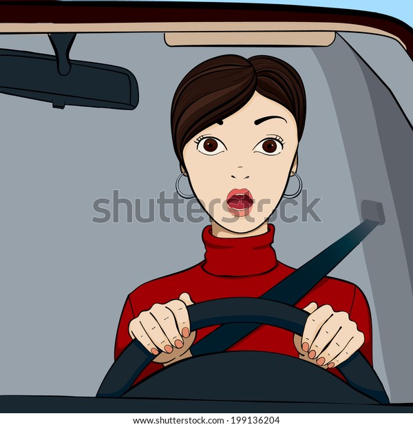 Girl Car Stock Vector (Royalty Free) 199136204 | Shutterstock