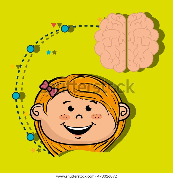 Girl Cartoon Brain Idea Vector Illustration Stock Vector (Royalty Free ...
