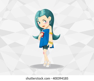 Girl Cartoon Characters Vector Transparency Organized Stock Vector ...