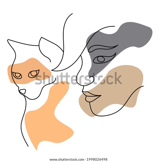 Girl Cat Linear Vector Art Style Stock Vector (Royalty Free) 1998026498 | Shutterstock
