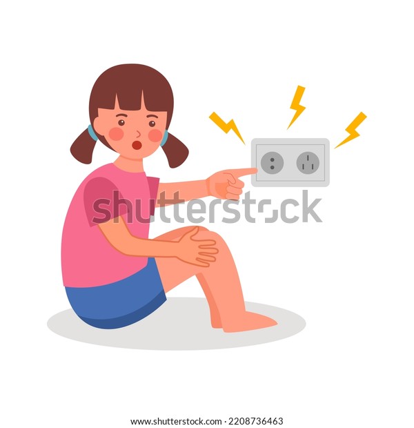 Girl Child Touching Electrical Socket Flat Stock Vector (Royalty Free ...