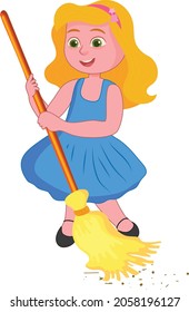 Girl Cleaning Work Cartoon Vector Art Stock Vector (Royalty Free ...
