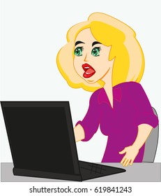 Girl Computer Stock Vector (Royalty Free) 619841243 | Shutterstock