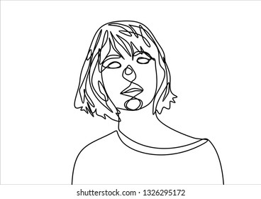 Continuous Line Drawing Girl Woman Vector: เวกเตอร์สต็อก (ปลอดค่า ...