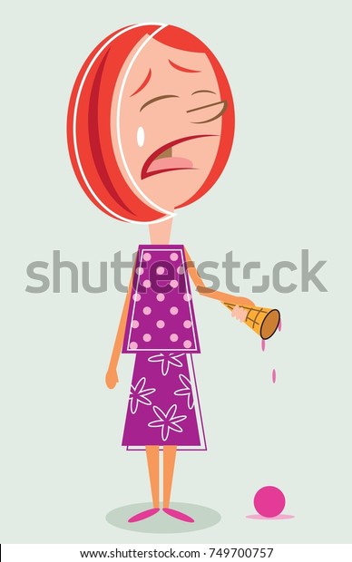 Girl Crying Over Dropped Ice Cream Stock Vector (Royalty Free ...