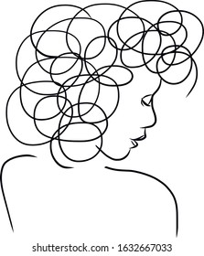 Girl Curls Vector Simple Line Stock Vector (Royalty Free) 1632667033 ...