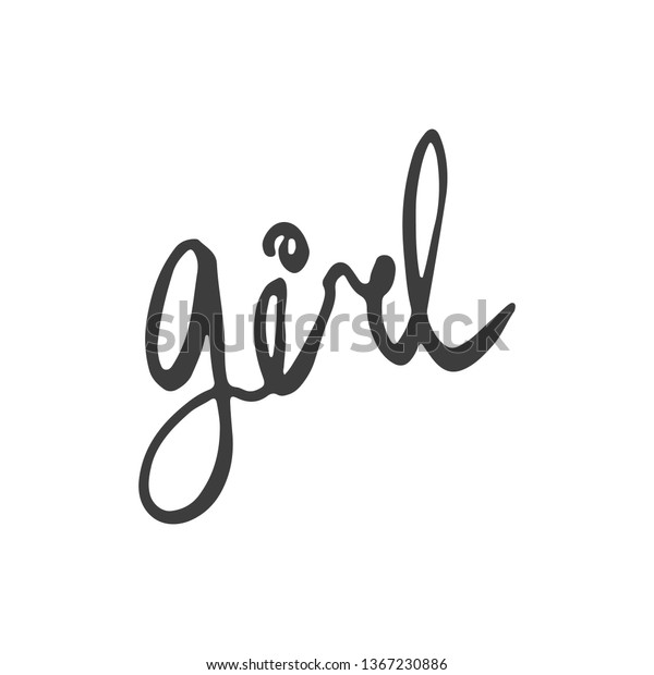 Girl Cursive Hand Lettering Vector Isolated: vector de stock (libre de ...
