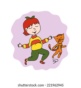 Girl Dancing Cat Stock Vector (Royalty Free) 221962945 | Shutterstock