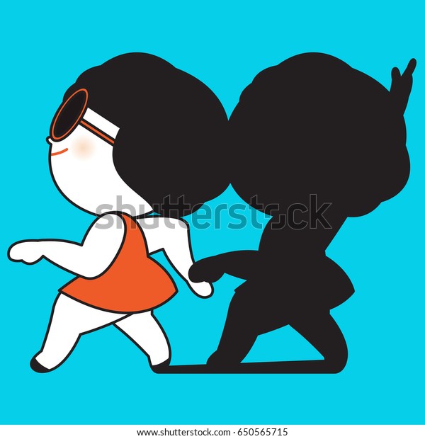 Girl Dancing Her Shadow Best Friend Stock Vector (Royalty Free) 650565715
