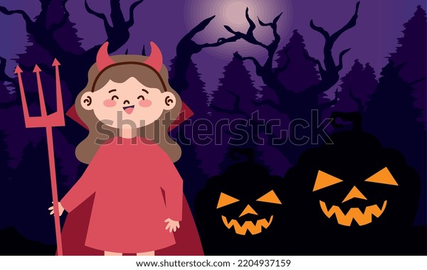 Girl Devil Disguise Night Stock Vector (Royalty Free) 2204937159 ...