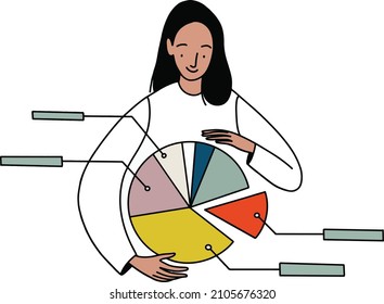 Girl Diagram Graph Vector Flat Illustration Stock Vector (Royalty Free ...
