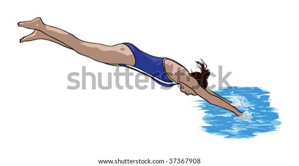 Girl Diving Into Pool White Background Stock Vector (Royalty Free ...