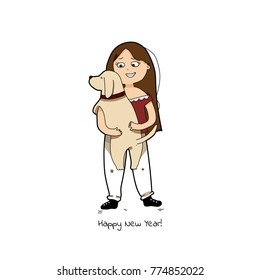 Girl Dog Vector Stock Vector (Royalty Free) 774852022 | Shutterstock