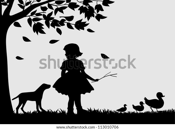 Girl Ducks Stock Vector (Royalty Free) 113010706 | Shutterstock