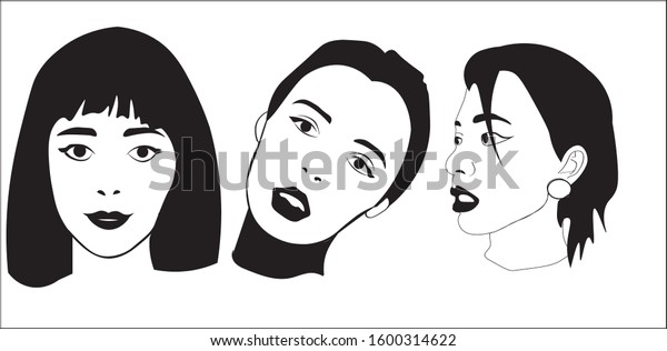 Girl Face Different Angles Graphics Vector Stock Vector (Royalty Free ...