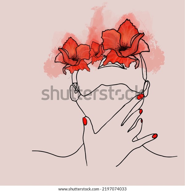 Girl Face Line Art Vector Design Stock Vector (Royalty Free) 2197074033 ...
