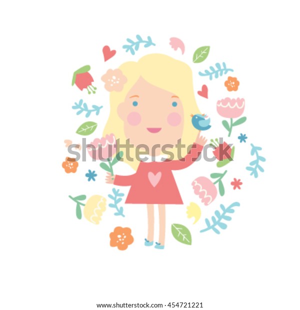 Girl Field Stock Vector (Royalty Free) 454721221