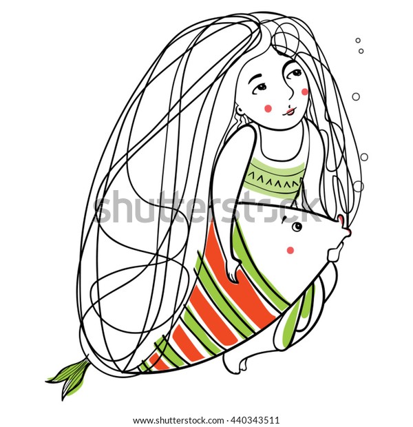 Girl Fish Stock Vector (Royalty Free) 440343511