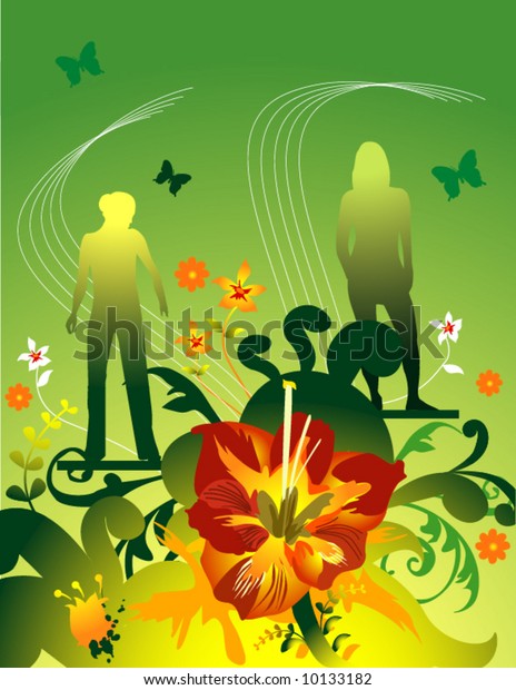 Girl Floral Vector Composition Stock Vector (Royalty Free) 10133182 ...