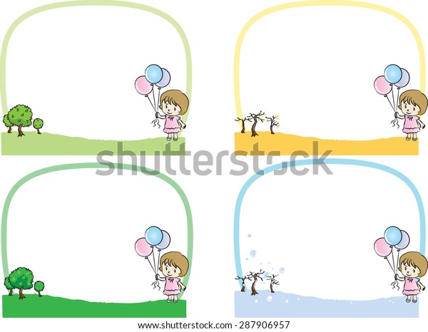 Girl Four Seasons Frame Stock Vector (Royalty Free) 287906957 ...