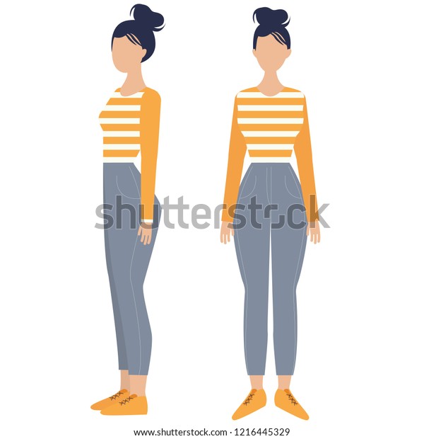 Girl Front Side Stock Vector (Royalty Free) 1216445329 | Shutterstock