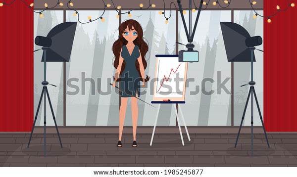 Girl Giving Presentation Front Camera Teacher Stock Vector (Royalty ...