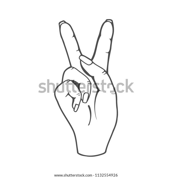 Girl Hand Gesture Pointing V Victory Stock Vector (Royalty Free) 1132554926