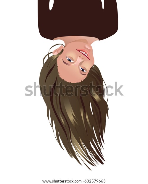 Girl Hanging Upside Down Vector File Stock Vector Royalty Free 602579663 Shutterstock