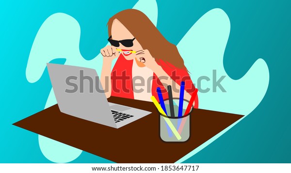 Girl Illustration Flat Design Study Stock Vector (Royalty Free ...