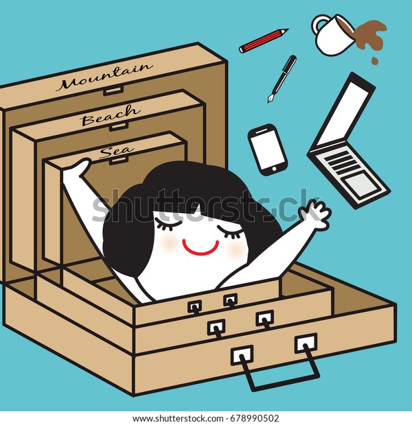 Girl Leave Her Work Objects Behind Stock Vector (Royalty Free) 678990502