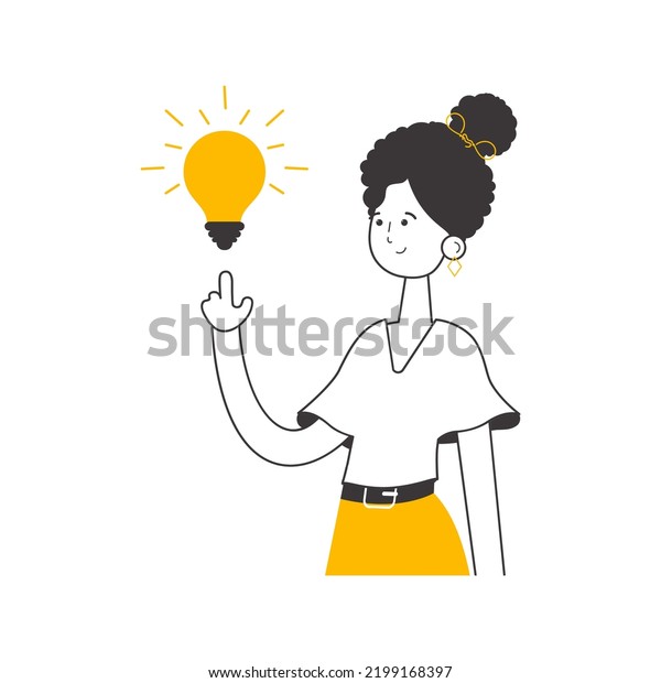 Girl Light Bulb Idea Concept Vector Stock Vector (Royalty Free ...
