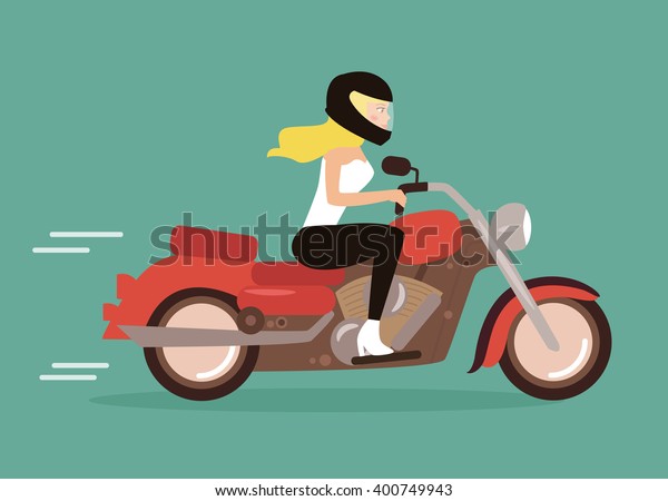 Girl On Motorcycle Vector Isolated Illustration Stock Vector (Royalty ...