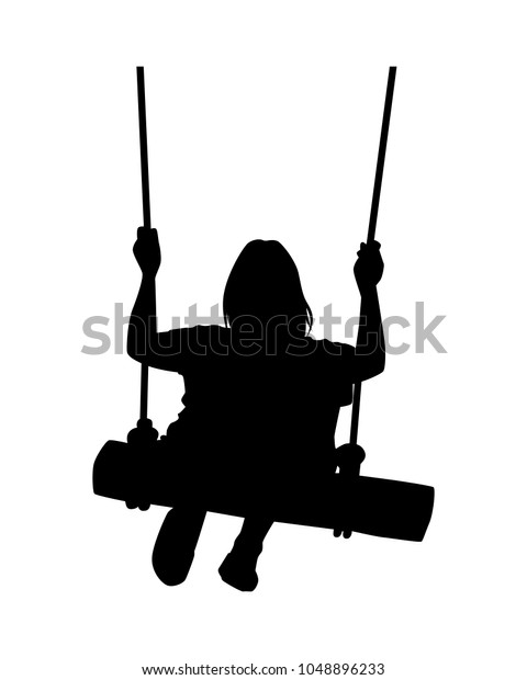 Girl On Swing Silhouette Vector Stock Vector Royalty Free 1048896233