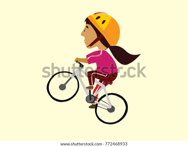 Girl Playing Cycle Vector Character Stock Vector (Royalty Free ...