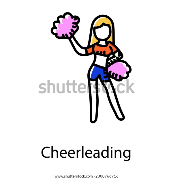 Girl Pom Pom Denoting Doodle Icon Stock Vector (Royalty Free ...