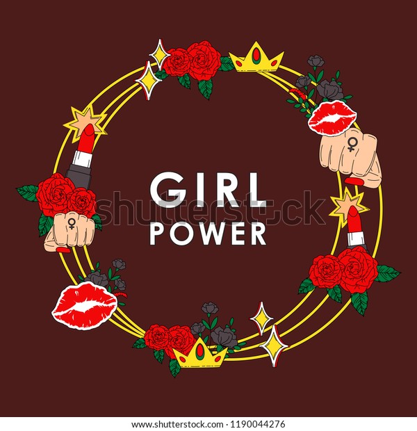 Girl Power Flower Frame Vector Stock Vector (Royalty Free) 1190044276 ...