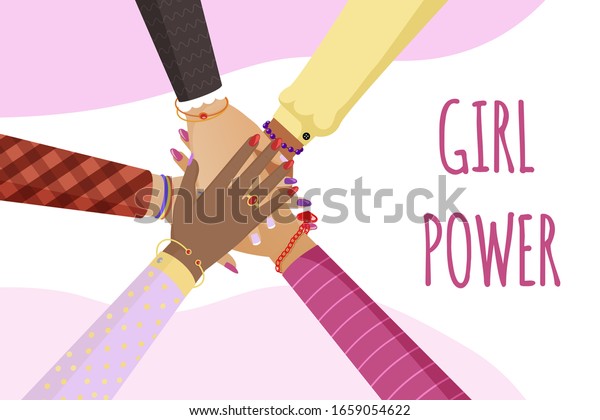 Girl Power Vector Banner Template Women Stock Vector (Royalty Free ...