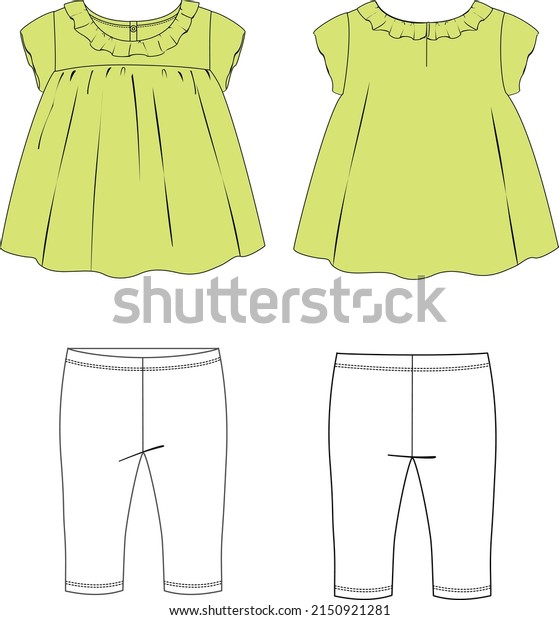 Girl Pyjama Set Front Back Sketches Stock Vector (Royalty Free ...
