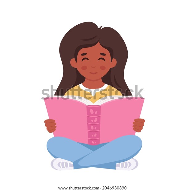Girl Reading Book Girl Studying Book Stock Vector (Royalty Free ...