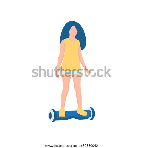 Girl Riding Hoverboard Flat Cartoon Vector Stock Vector (Royalty Free ...