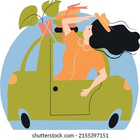 Girl Road Trip Stock Vector (Royalty Free) 2155397151 | Shutterstock