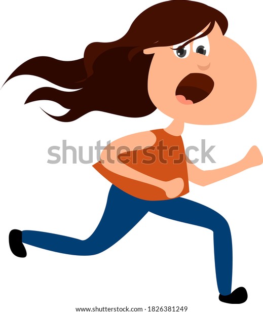 Girl Running Away Illustration Vector On Stock Vector (Royalty Free ...