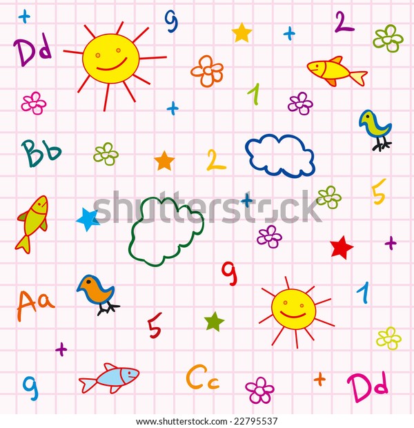 Girl School Vector Seamless Abc Drawing Stock Vector (Royalty Free ...