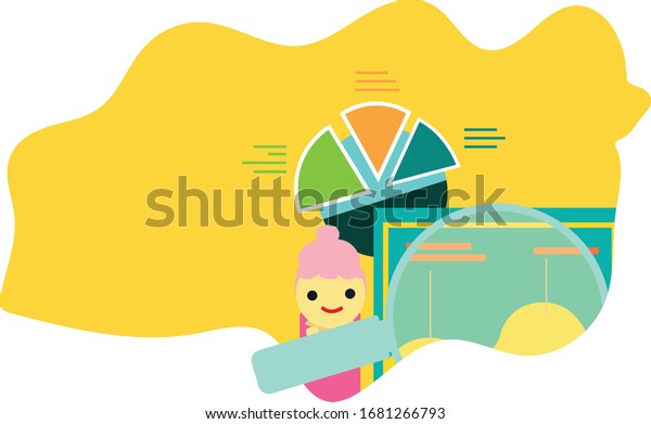 Girl Showing Graphs Statistics Stock Vector (Royalty Free) 1681266793