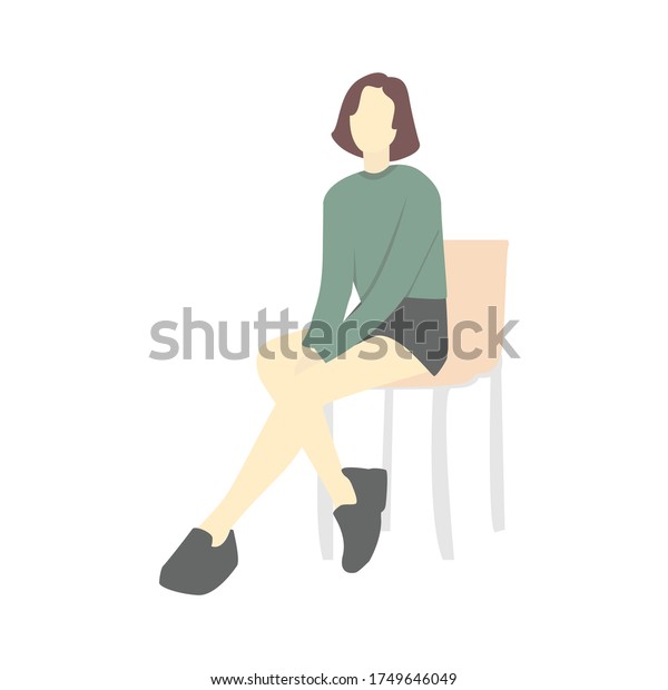 Girl Sitting Position Flat Design Stock Vector (Royalty Free ...
