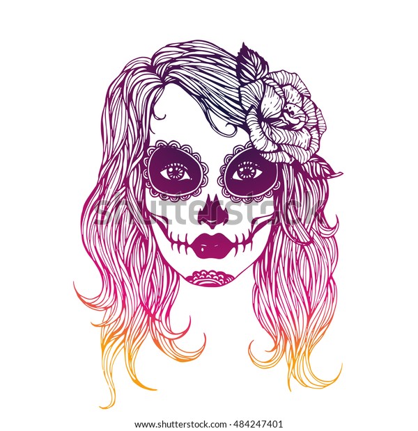Girl Skeleton Make Hand Drawn Vector Stock Vector (Royalty Free ...