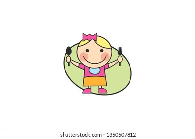 Girl Spoon Fork Stock Vector (Royalty Free) 1350507812 | Shutterstock