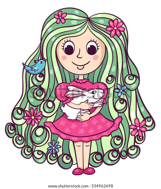Girl Spring Vector Cartoon Illustration Isolated: vector de stock ...