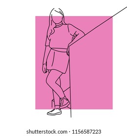 Girl Standing Vector Outline Stock Vector (Royalty Free) 1156587223 ...